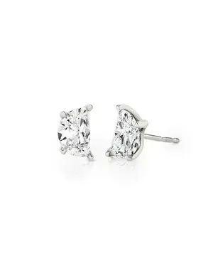 VRAI Iconic Half Moon Diamond Stud Earrings - K White Gold