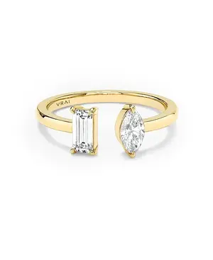 VRAI Mixed Lab-grown Diamond Cuff Ring - K Yellow Gold
