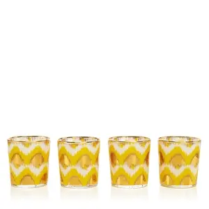 LES-OTTOMANS Ikat Gold Glass, Set Of 4 - Gold/yellow