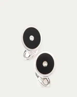 JAN LESLIE Onyx And Diamond Cufflinks