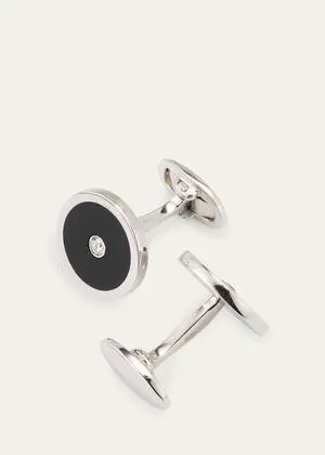 JAN LESLIE Onyx And Diamond Cufflinks