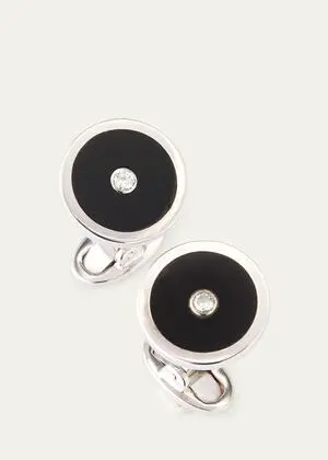 JAN LESLIE Onyx And Diamond Cufflinks