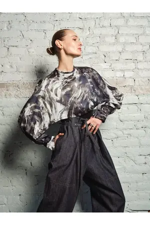 Yigal Azrouël Abstract Cape Top - Floral