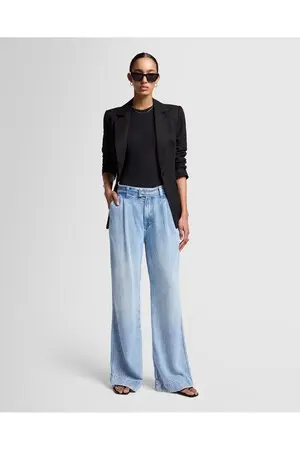 7 For All Mankind Denim Lustre Pleated Trouser In Abyss