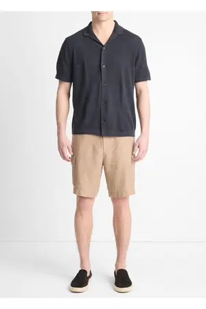 Vince Patchwork Pointelle Short-sleeve Shirt - Blue