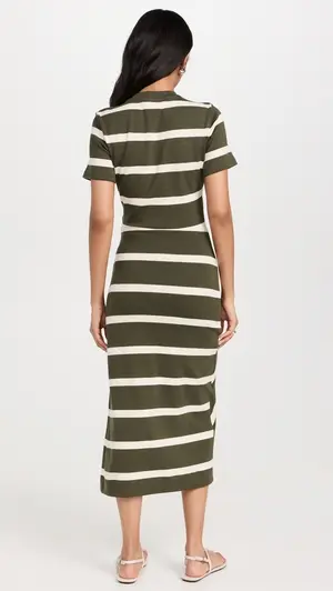 Tanya Taylor Striped Cody Dress - Army/cream