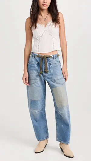 Free People Moxie Barrel Jeans - Truest Blue