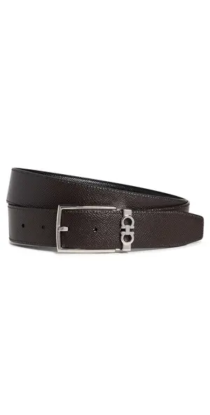 FERRAGAMO Gancio Reversible Belt - Black/brown