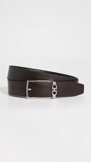 FERRAGAMO Gancio Reversible Belt - Black/brown