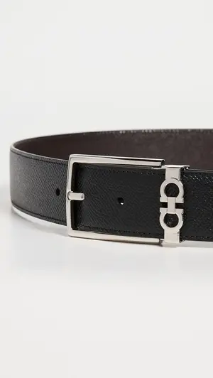 FERRAGAMO Gancio Reversible Belt - Black/brown