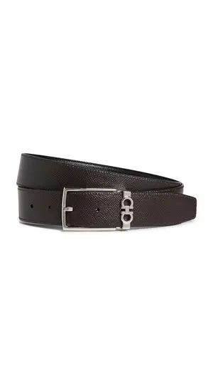 FERRAGAMO Gancio Reversible Belt - Black/brown