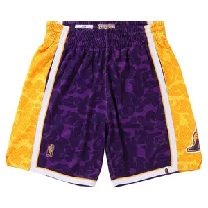 A BATHING APE X Mitchell & Ness Los Angeles Lakers Shorts - Purple