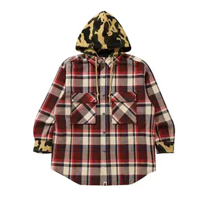 A BATHING APE Checked Hooded Shirt Jacket