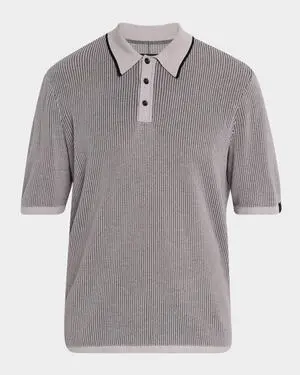 Rag & Bone Harvey Striped Knit Polo Llcgr