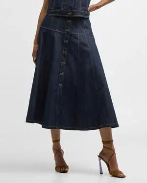 Cinq À Sept Veena Denim Midi Skirt - Indigo