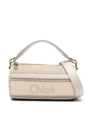 Chloé Logo-embroidered Linen Crossbody Bag