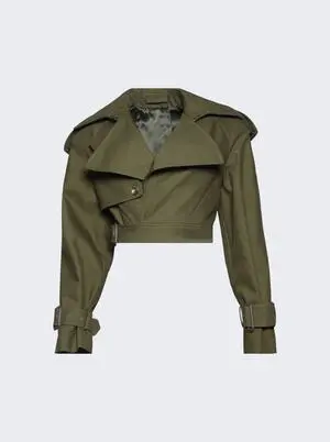 Wardrobe.NYC Cropped Trench Coat - Green
