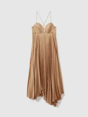Acler Willcocks Pleated Midi Dress - Gold