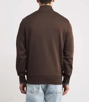 Fred Perry Cotton Quarter-zip Sweatshirt - Brown