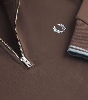 Fred Perry Cotton Quarter-zip Sweatshirt - Brown