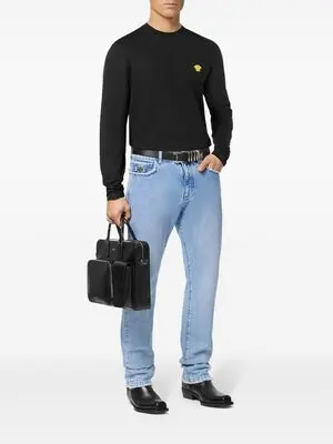 Versace Medusa-embroidered T-shirt - Black