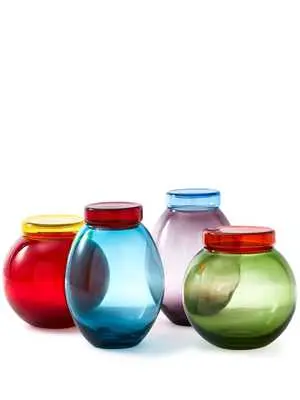 POLSPOTTEN Colour-block Glass Jars - Blue