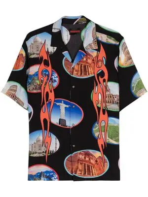 PLEASURES Seven Wonder-print Bowling Shirt