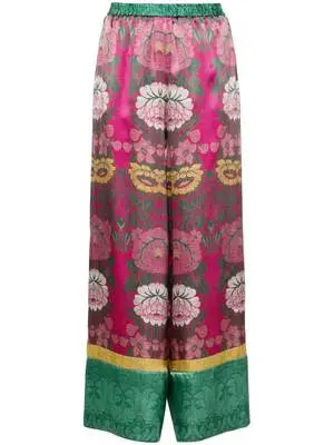 PIERRE-LOUIS MASCIA Floral Jacquard Silk Trousers