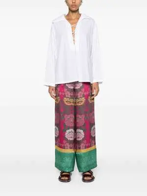 PIERRE-LOUIS MASCIA Floral Jacquard Silk Trousers