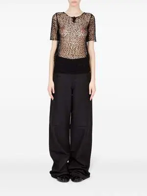 MAISON MARGIELA Dot-embroidered Semi-sheer Top