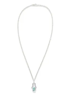 CAPSULE ELEVEN Aquamarine Statement Pendant Necklace - Silver