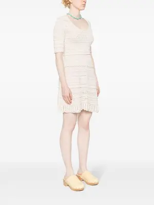 MARANT ETOILE Jumi Crochet-knit Mini Dress - Neutrals