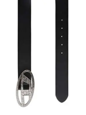 DIESEL® B-1dr Strass Leather Belt - Black