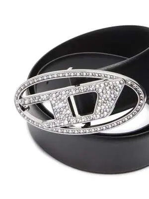 DIESEL® B-1dr Strass Leather Belt - Black