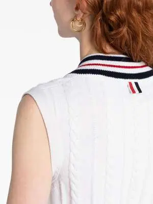 Thom Browne Rwb-stripe Cashmere Top