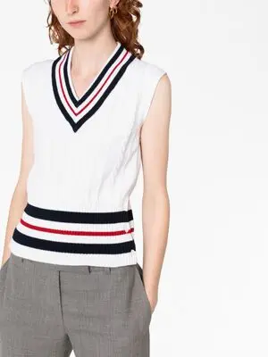 Thom Browne Rwb-stripe Cashmere Top