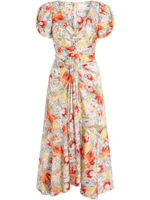 Cinq À Sept Walker Floral-print Midi Dress - Neutrals