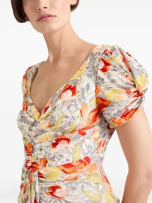 Cinq À Sept Walker Floral-print Midi Dress - Neutrals