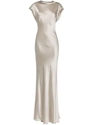 Michelle Mason Backless Silk Gown - Grey