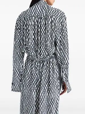 Proenza Schouler Abstract-print Midi Shirt Dress - White