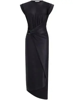 Rabanne Gathered-detail Draped Midi Dress - Black