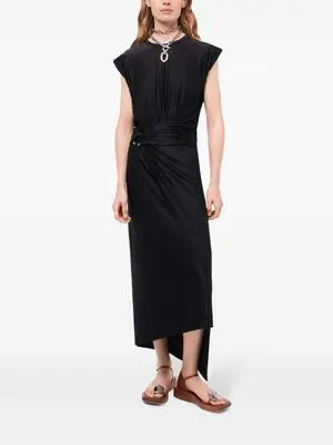 Rabanne Gathered-detail Draped Midi Dress - Black
