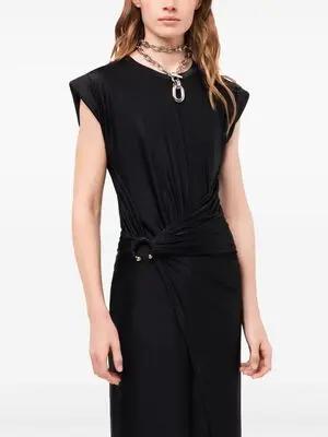 Rabanne Gathered-detail Draped Midi Dress - Black