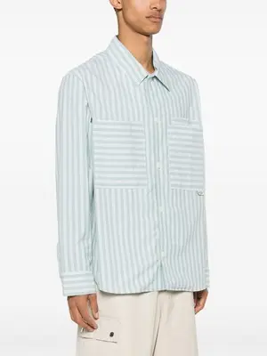 Maison Kitsuné Striped Cotton Shirt - Blue