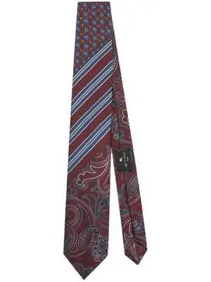 Etro Jacquard Silk Neck Tie - Red