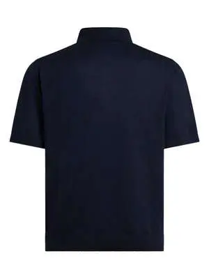 Etro Logo-embroidered Knitted Polo Shirt - Blue