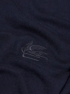Etro Logo-embroidered Knitted Polo Shirt - Blue