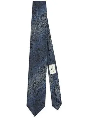 Etro Jacquard Print Silk Neck Tie - Blue