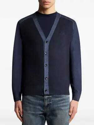 Etro Pegaso-embroidered Wool Cardigan - Blue