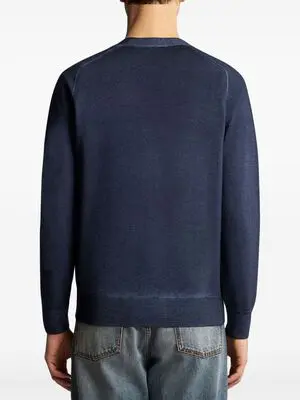 Etro Pegaso-embroidered Wool Cardigan - Blue
